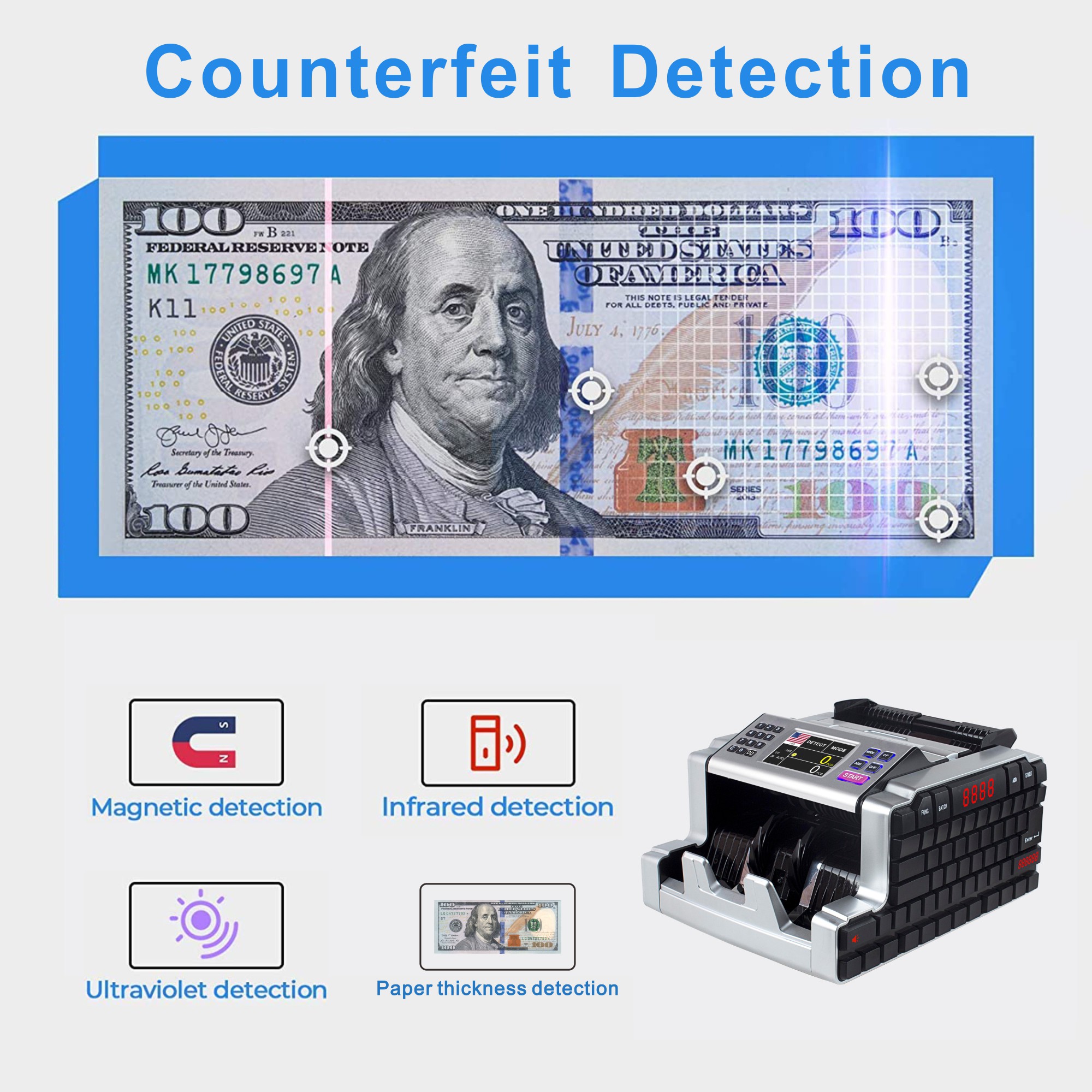 Money Counter with TFT Display & UV/IR Detection | ChuanWei